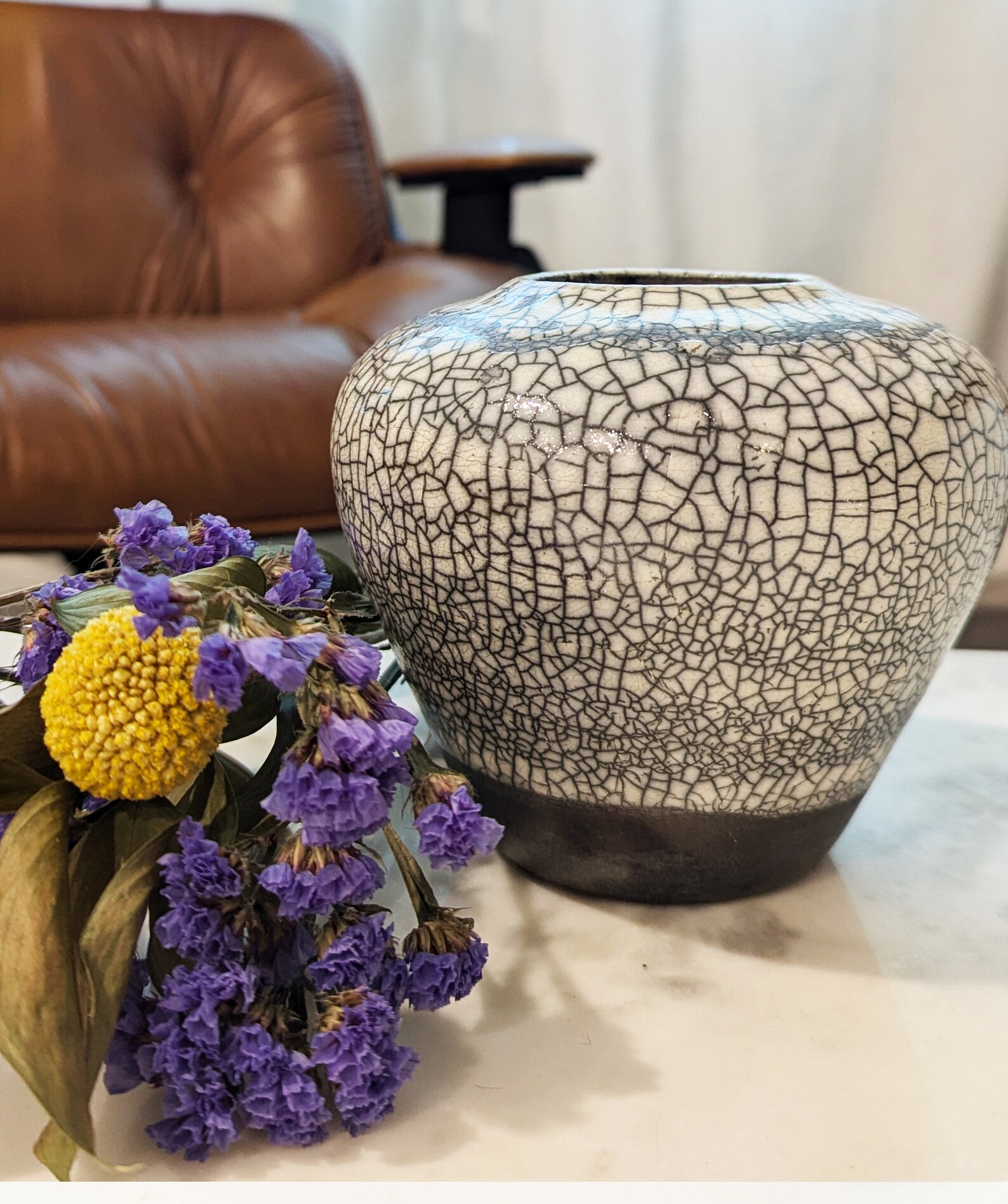 Raku Crackle Glaze Pottery Vase Vessel Signed 5 by 5 - Etsy