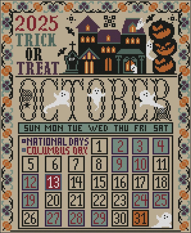 October Calendar - Etsy