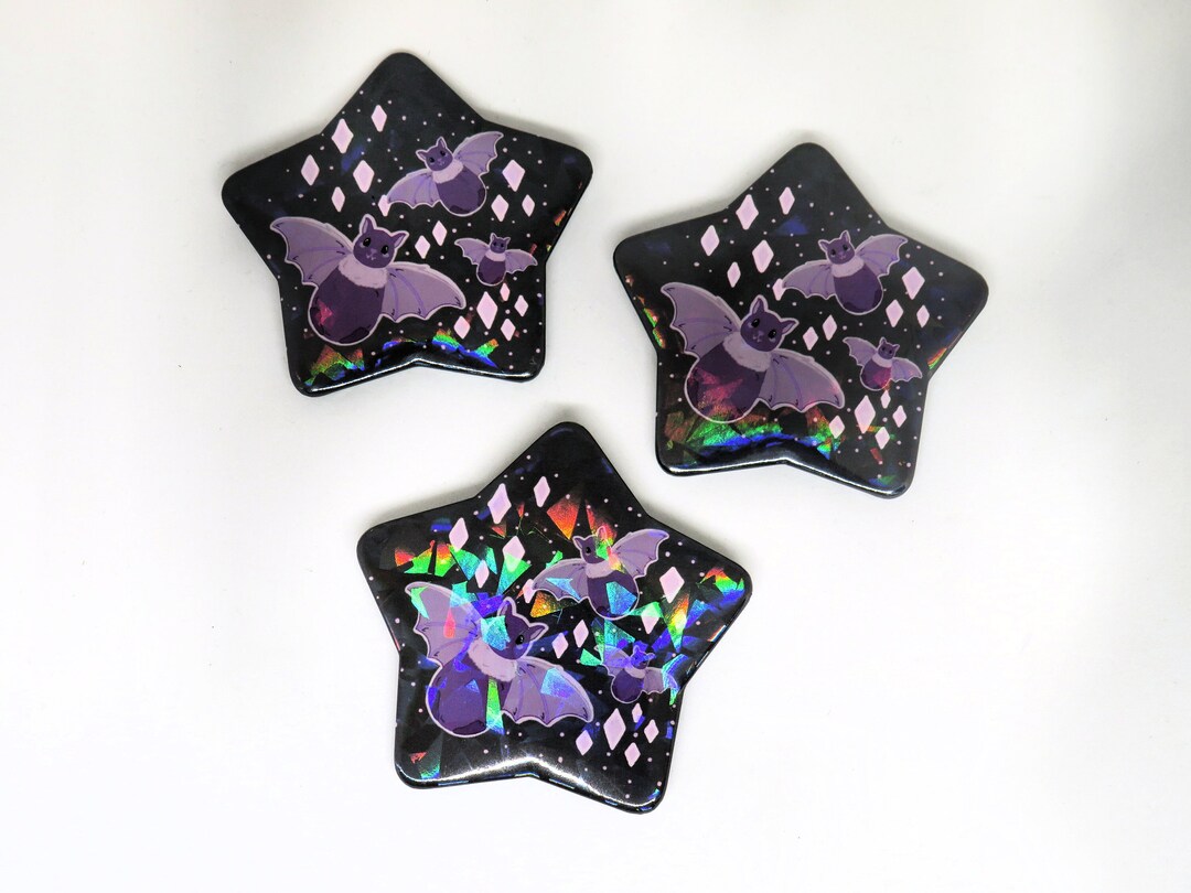 Kawaii Black Bat Star 58mm Button Badge Cute Button Badges - Etsy