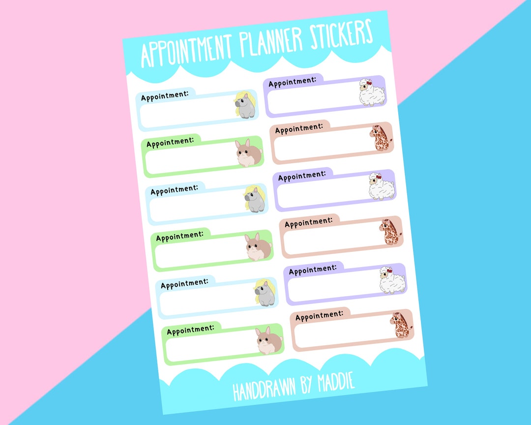 Animal Appointment Boxes Glossy Planner Sticker, Perfect for Journaling ...