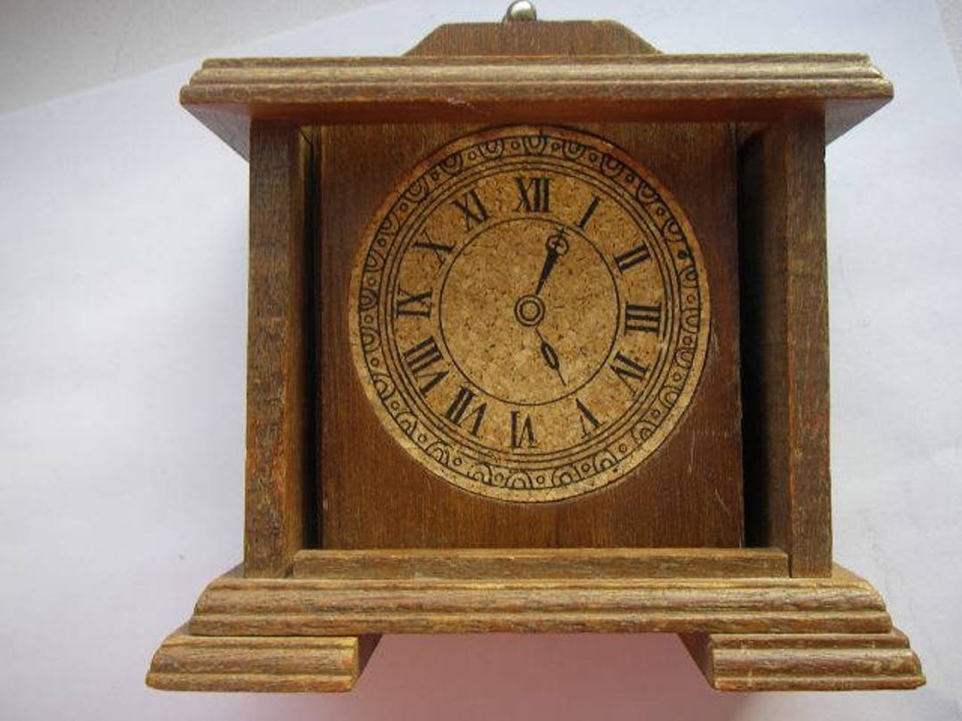 Vintage Retro Wooden Clock Coaster Set, Cork Coaster, Coaster Holder ...