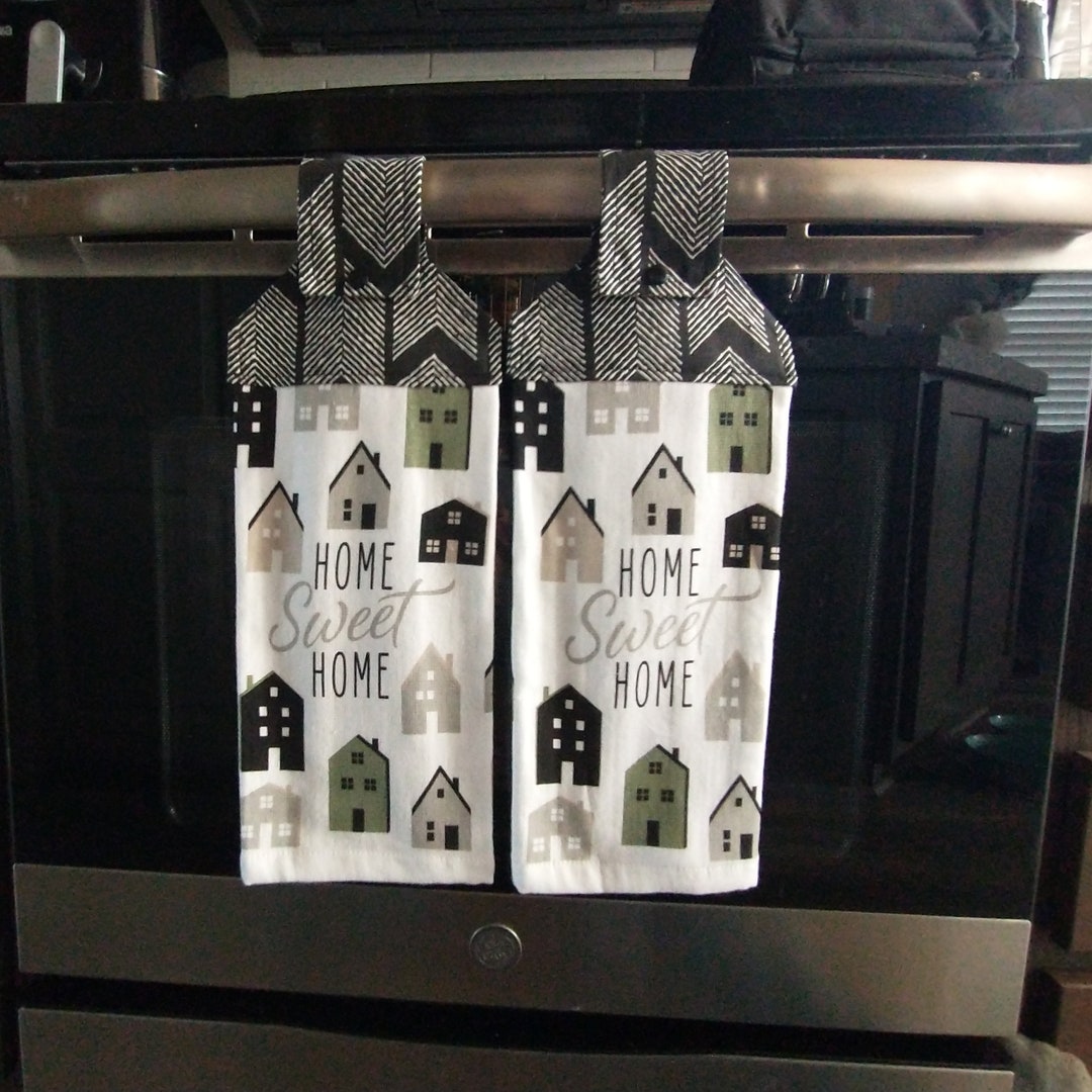 Home Sweet Home Hanging Dish Towels Set of 2. Easy to Hang Kitchen Dish ...