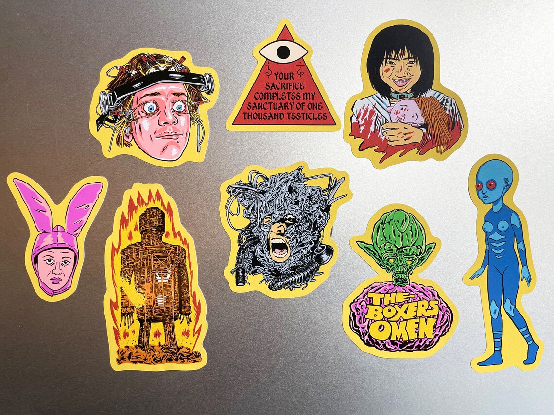 CULT FILMS - SET 2 - A5 Vinyl Sticker Sheet (battle Royale, A Clockwork ...