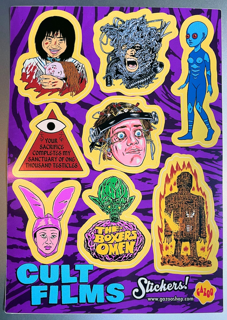 CULT FILMS - SET 2 - A5 Vinyl Sticker Sheet (battle Royale, A Clockwork ...