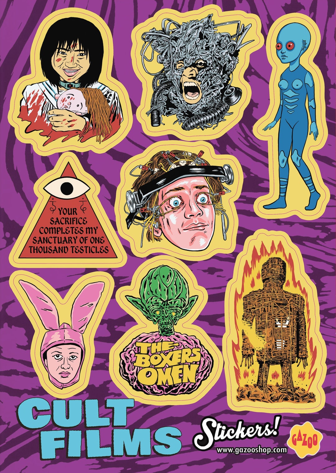 CULT FILMS - SET 2 - A5 Vinyl Sticker Sheet (battle Royale, A Clockwork ...