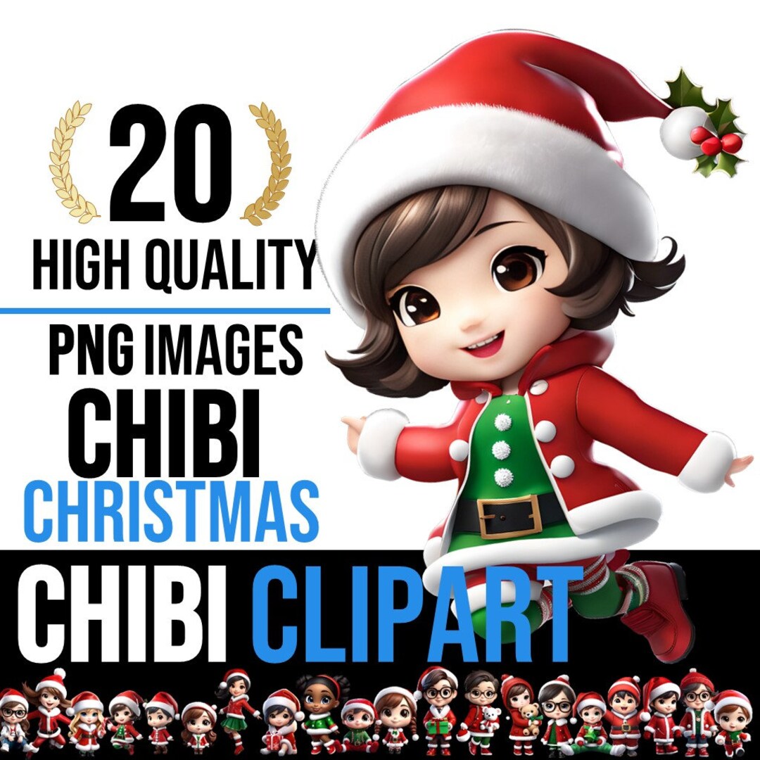 20 Chibi Christmas Clipart. PNG Image Files, High Quality, Versatile ...