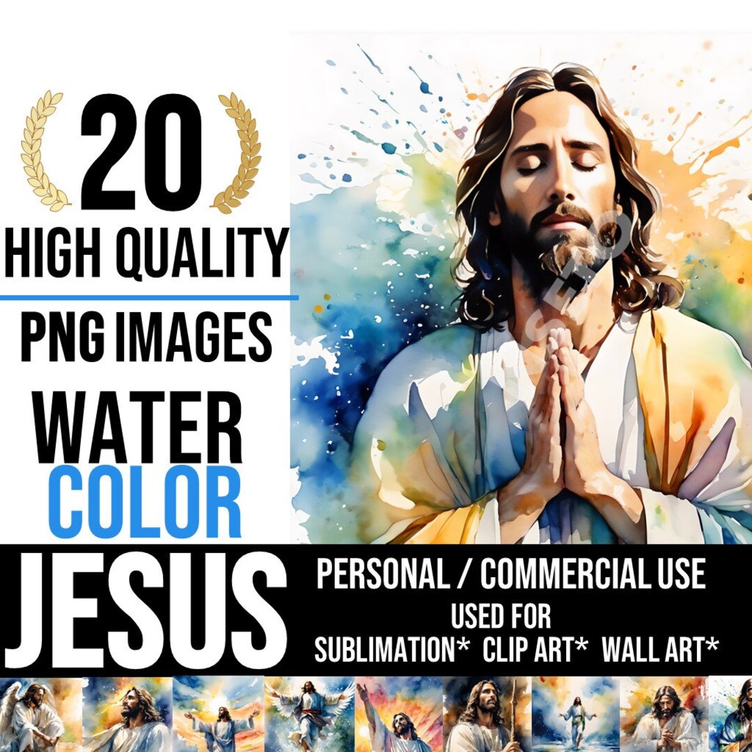 20 Jesus Christ Water Color PNG Clip-art Bundle. High Quality - Etsy