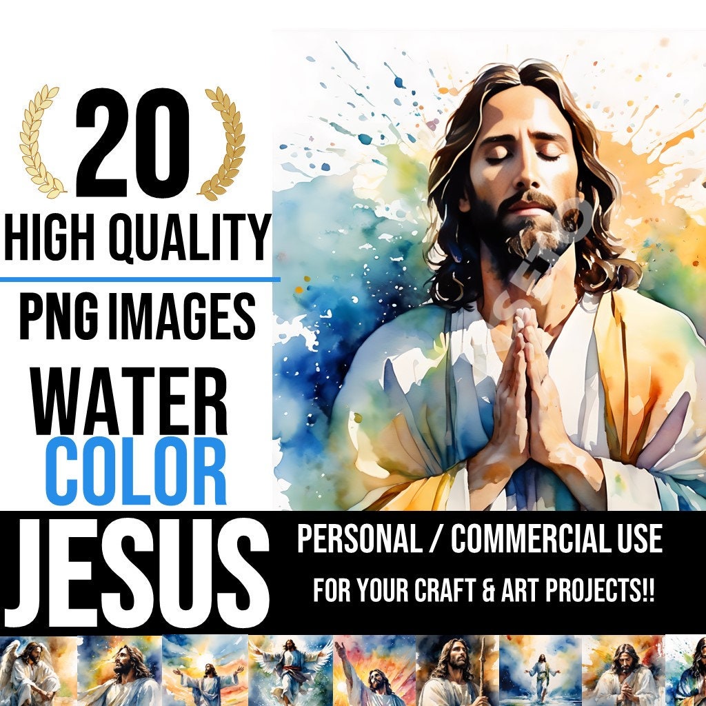 20 Jesus Christ Water Color PNG Clip-art Bundle. High Quality PNG ...