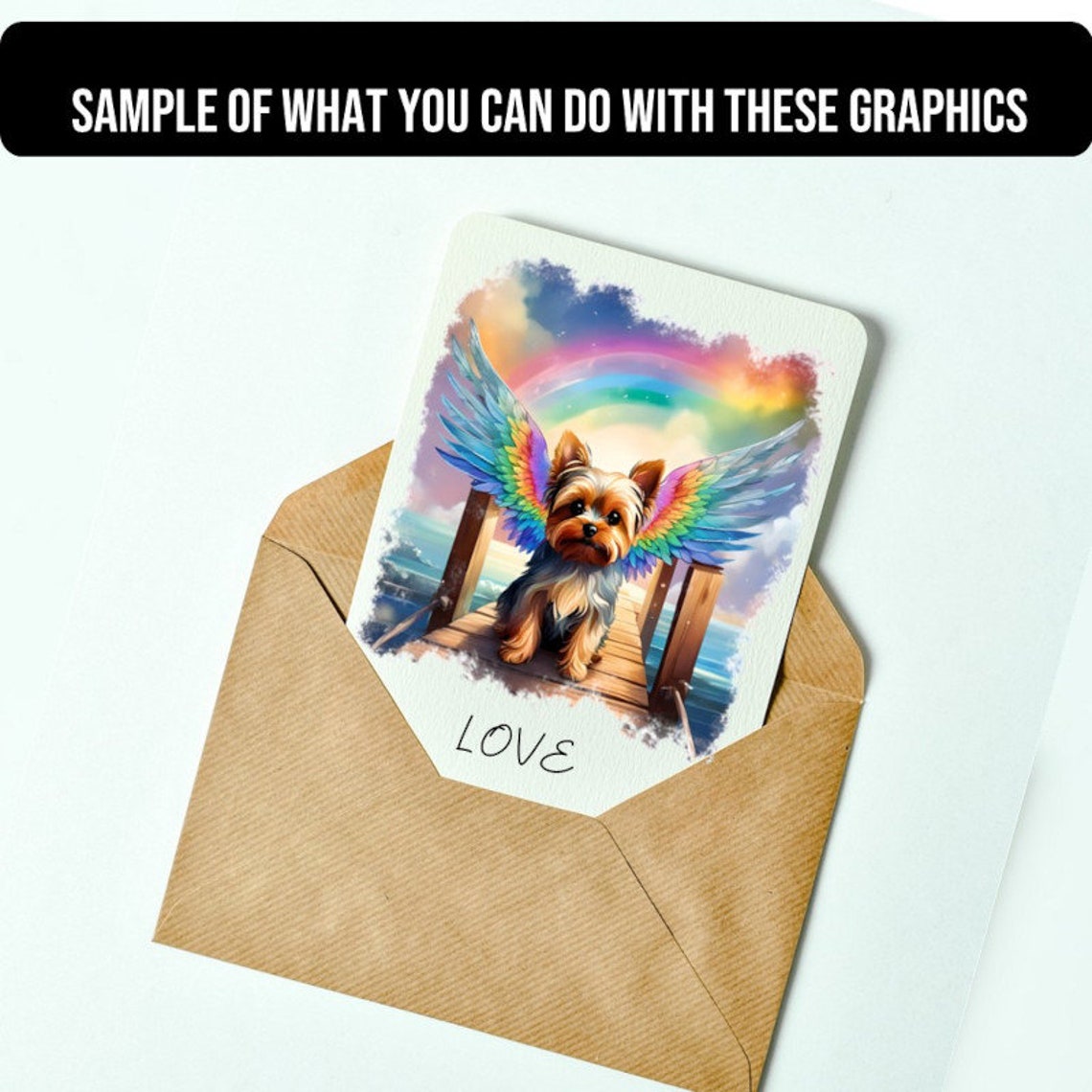 Rainbow Bridge Dog Yorkie Angels, Digital AI Clipart, Yorkie Memorial ...