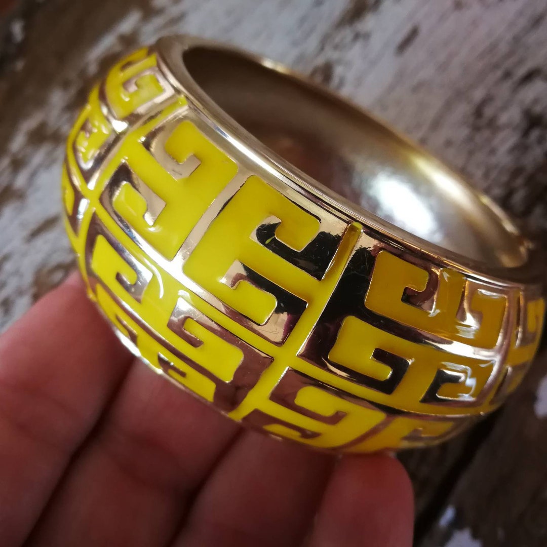 Beautiful and Fancy Yellow Enamel Claps Bangle - Etsy