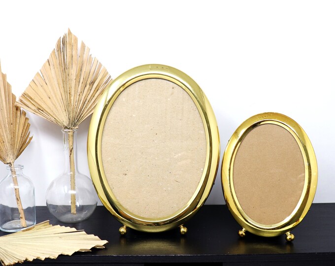 Oval Solid Brass Picture Frame Set / Brass Free Standing Picture Frames ...