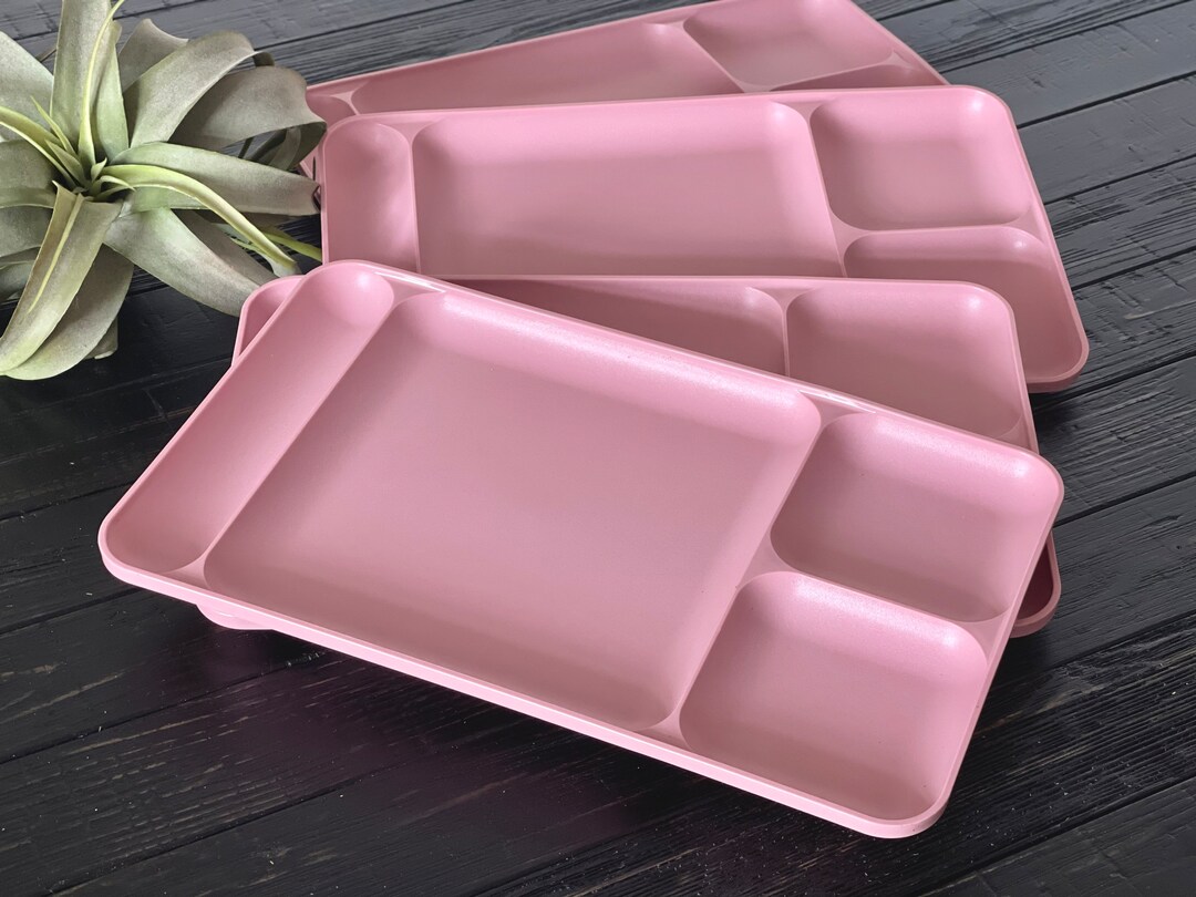 Dusty Rose Tupperware Divided Dining Tray Set of 4 New Old - Etsy