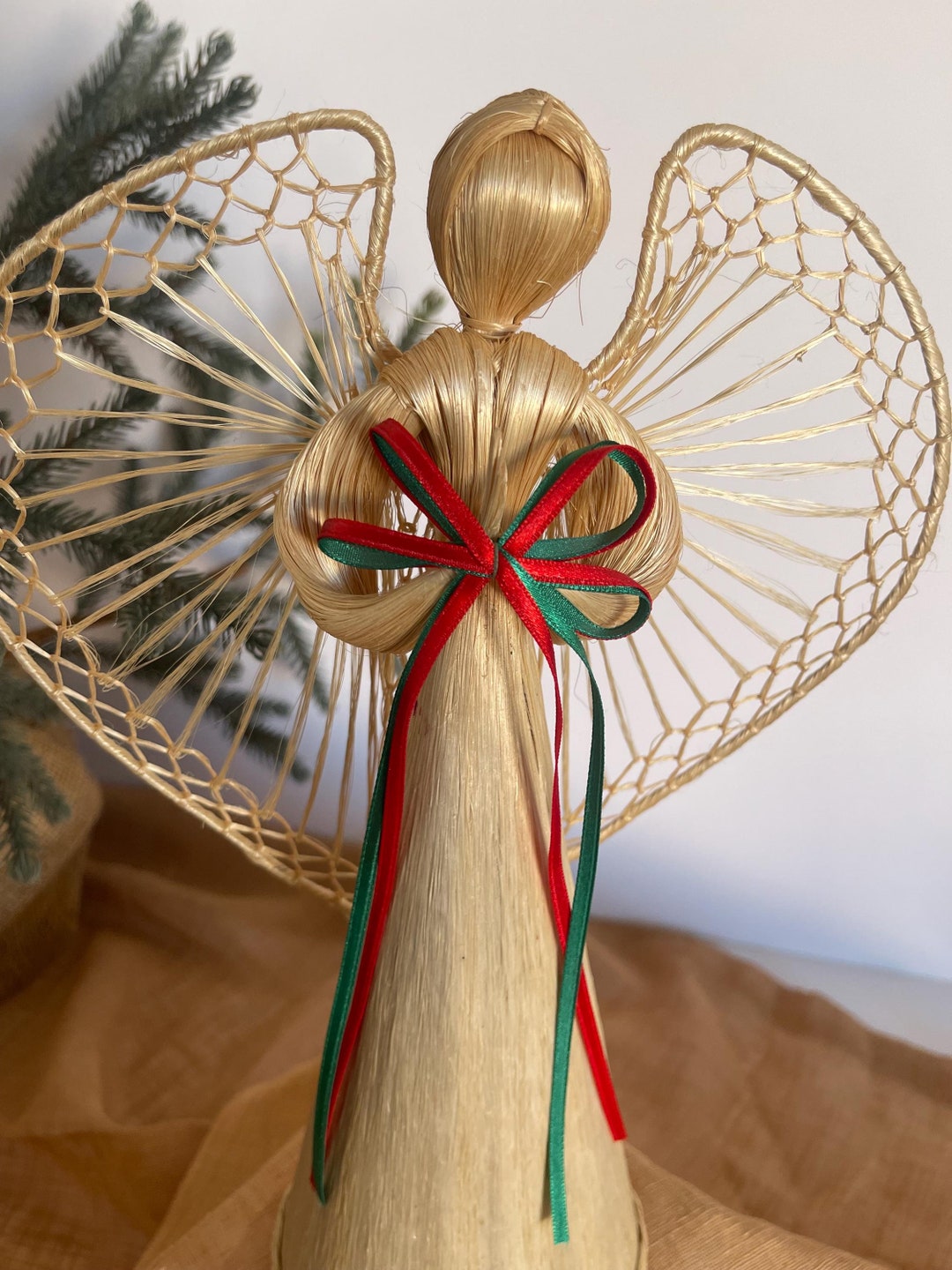 Vintage Angel Straw Wicker Tree Topper Ornament 12 Tall - Etsy
