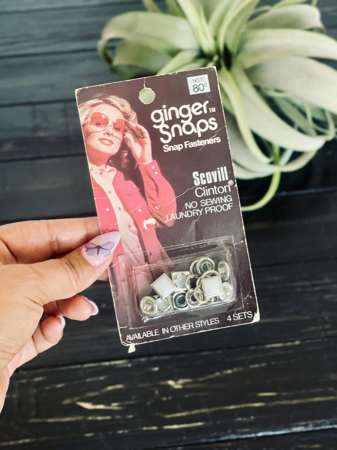 Vintage Ginger Snaps No Sew Button Snap Fasteners /white Square Scovill ...