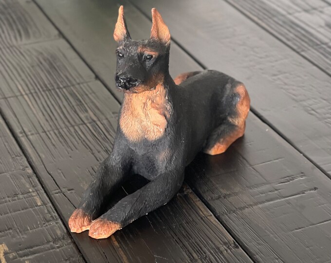Vintage "sitting Guard" Doberman Pinscher Dog Figurine - Etsy
