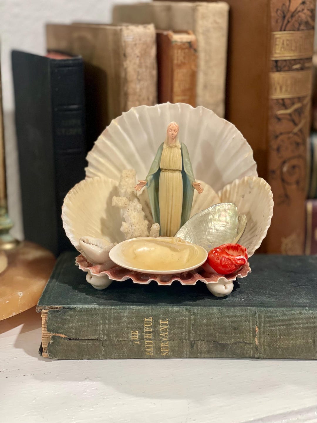 Vintage Virgin Mary Shell Shrine / Mid-centruy Catholic Religious ...