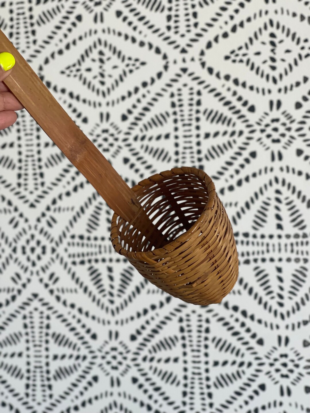 Woven Wicker Ladle 21" | Vintage Rattan Rice Sieve | Vintage Wicker ...