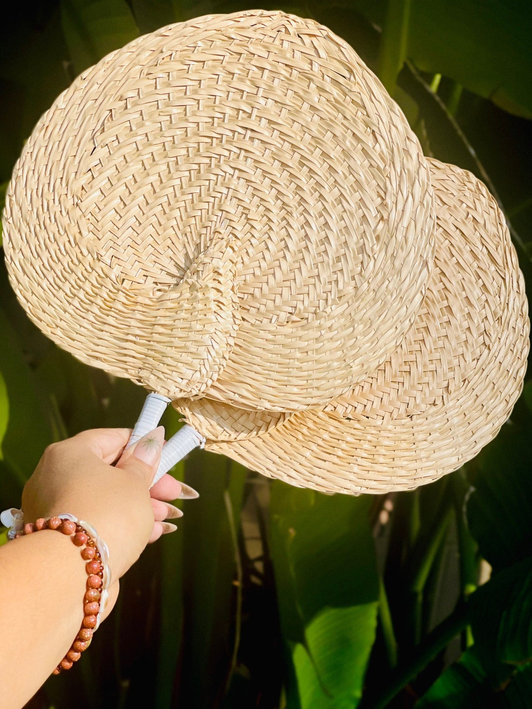 Natural Raffia 9" Woven Straw Fan Set of 8 - Etsy