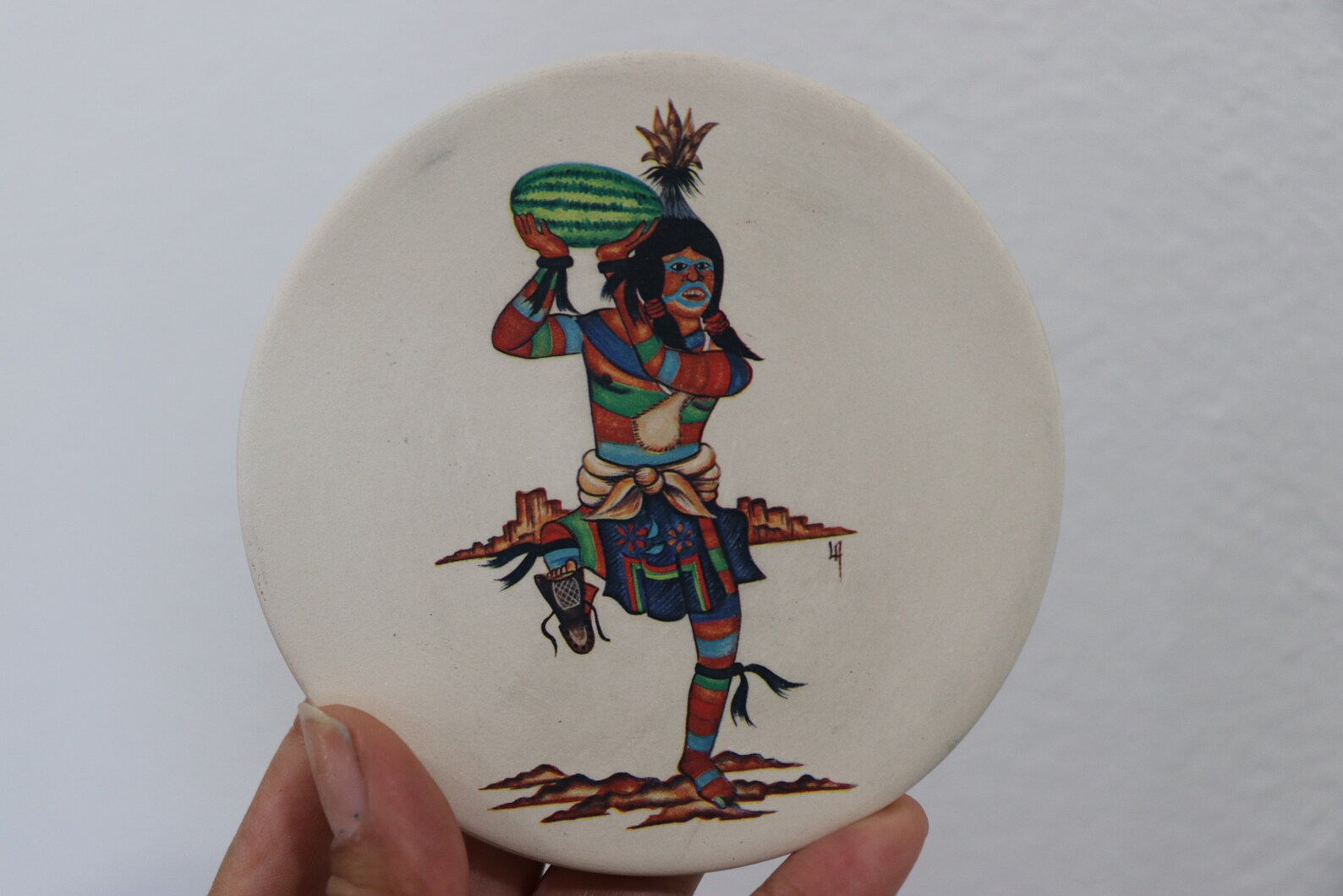 4 Vintage Native American Sandstone Coasters / Round Sandstone | Etsy