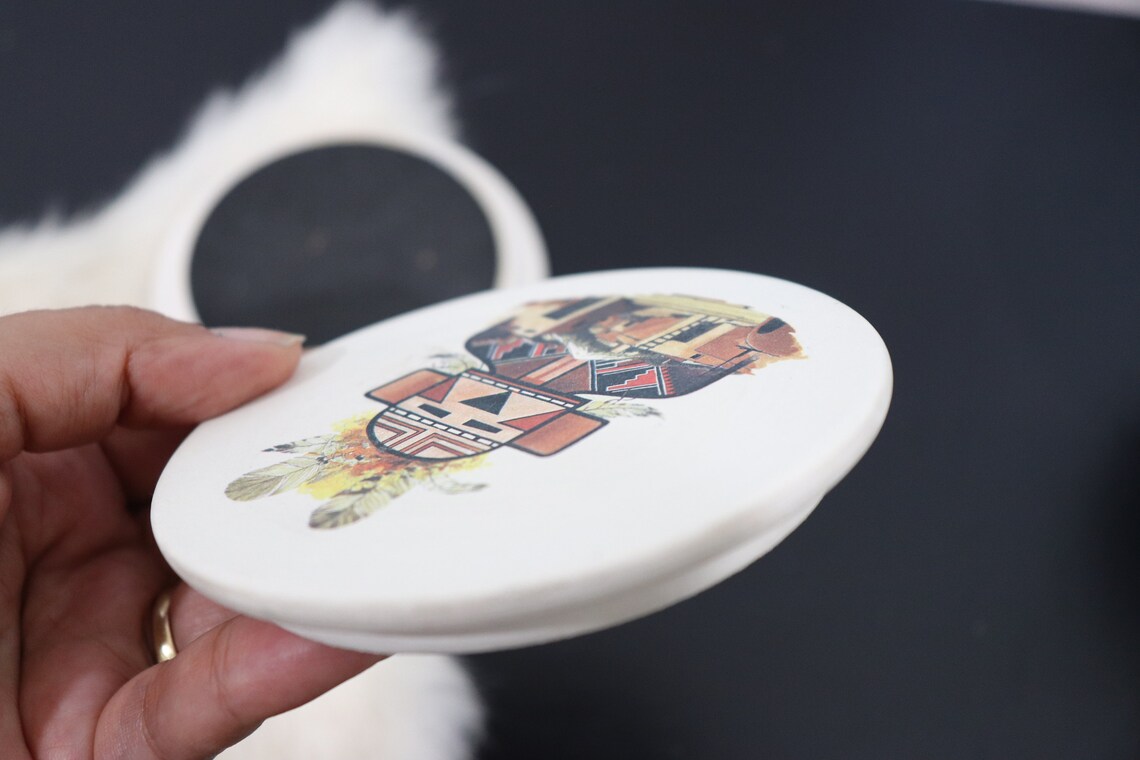 4 Vintage Native American Sandstone Coasters / Round Sandstone | Etsy