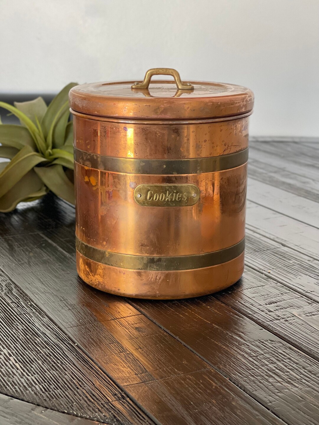 Vintage Copper Cookie Canister | Kitchen Canister Cookies | Rustic ...
