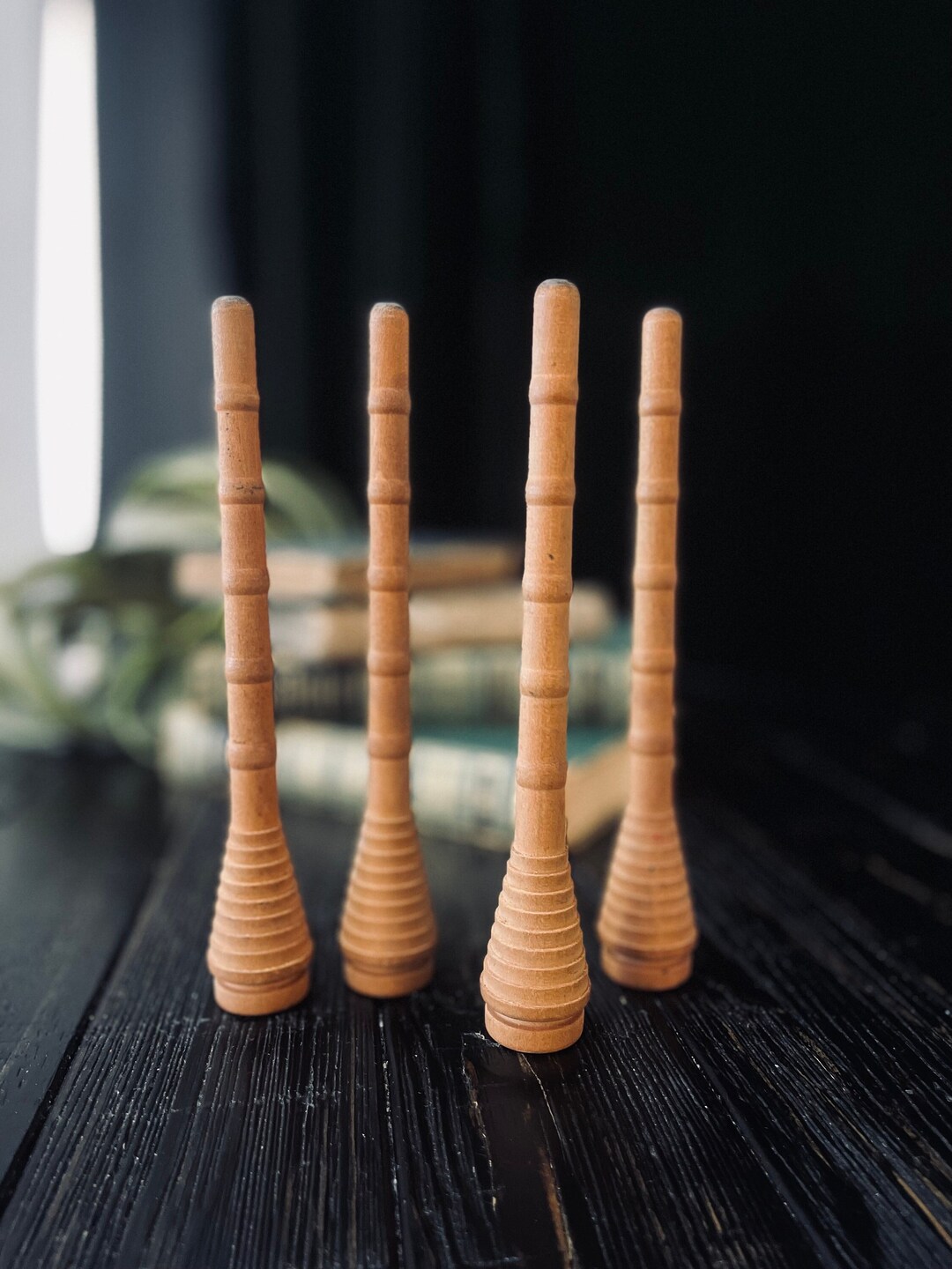 Antique Wood Turned Bobbin Spindles Set of 4 / Textile Woolen Mill Spool - Etsy