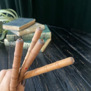 Antique Wood Turned Bobbin Spindles Set of 4 / Textile Woolen Mill ...