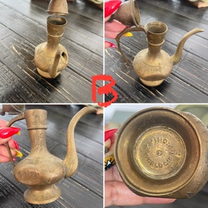 Vintage Brass Ornate Dallah Coffee Pot 9" & 5" | Aged Brass Teapots ...