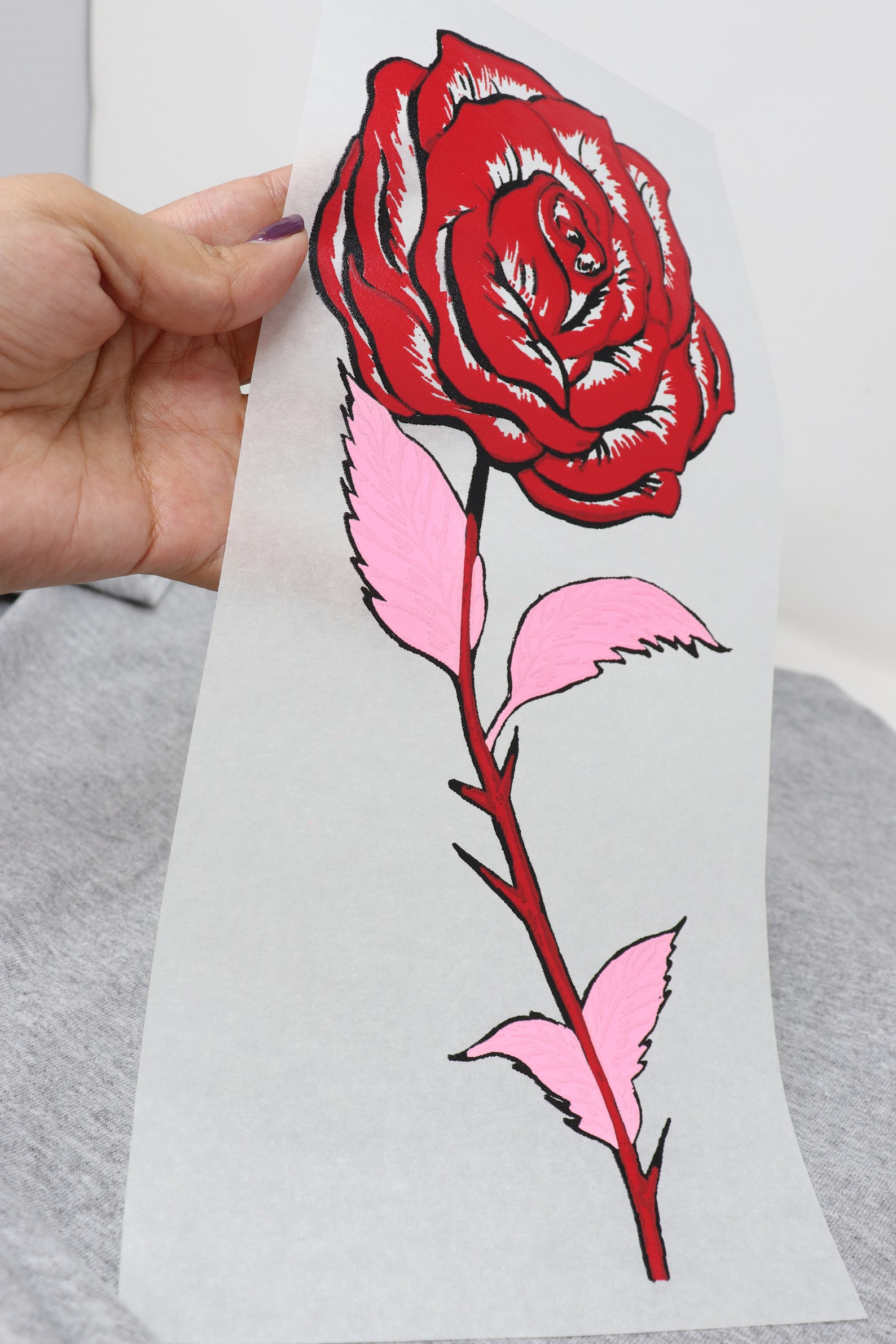 Vintage Long Steam Rose Heat Transfer / Red Rose Iron On / | Etsy