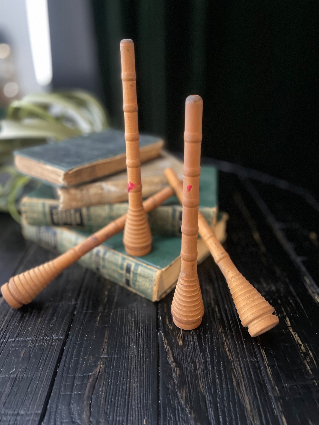 Antique Wood Turned Bobbin Spindles Set of 4 / Textile Woolen Mill Spool - Etsy