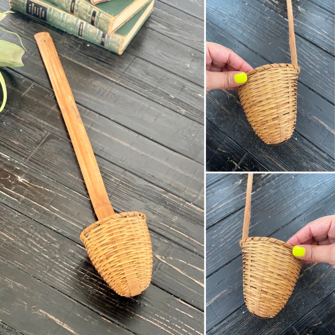 Woven Wicker Ladle 21 Vintage Rattan Rice Sieve Vintage Wicker Grain ...