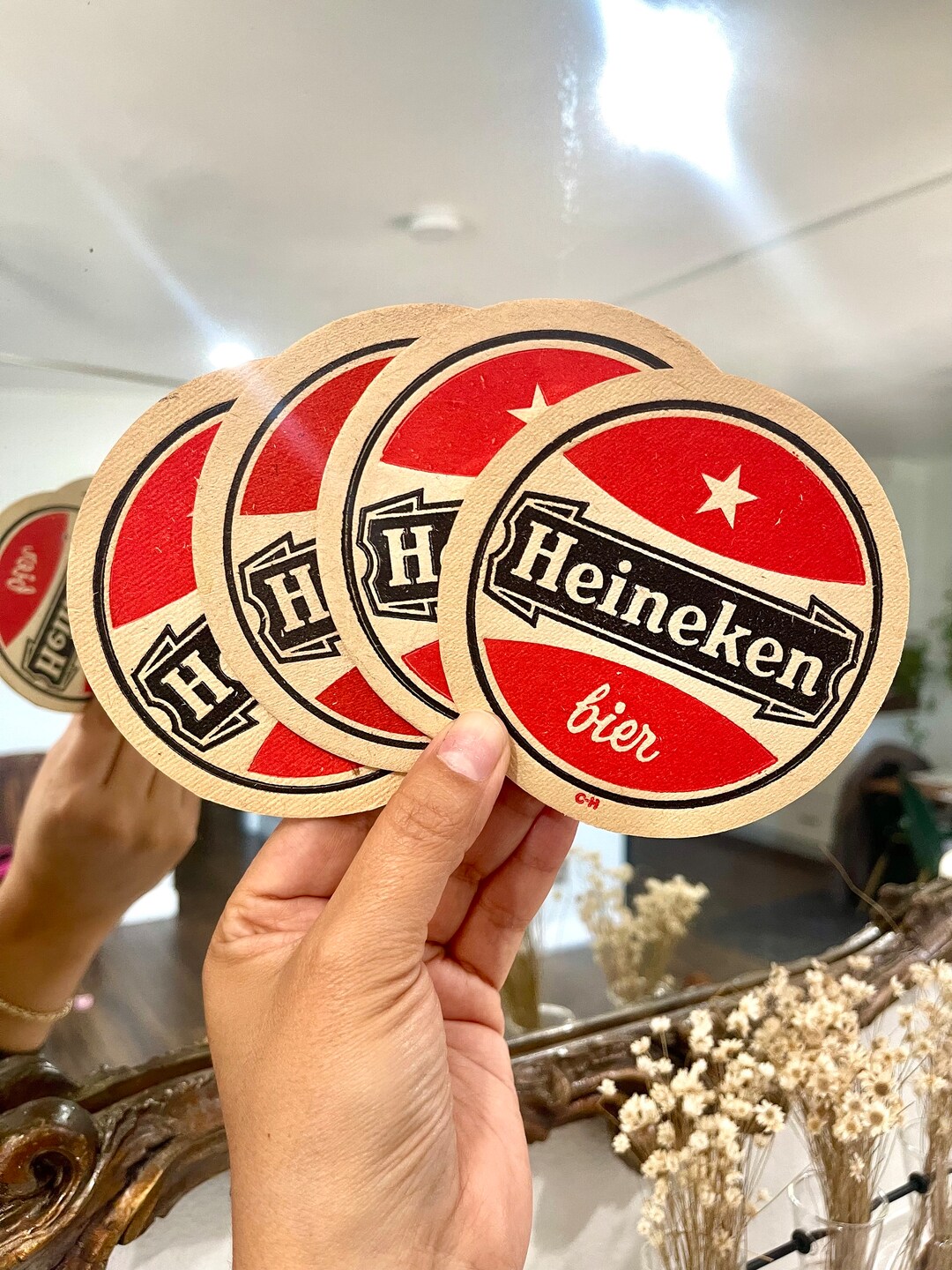 Breweriana Drink Coasters Vintage Heineken Imported Lager Coaster Set ...
