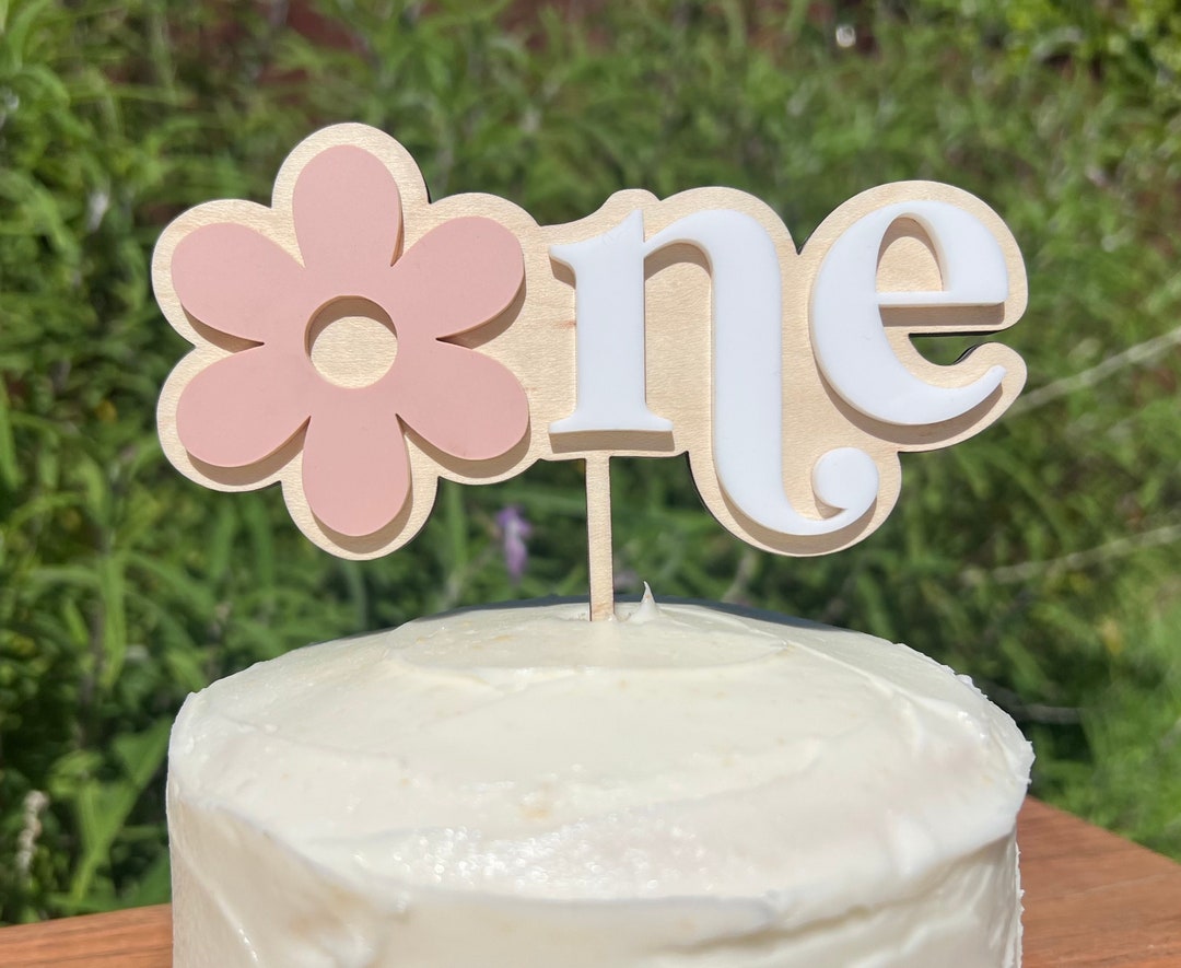 First Birthday Cake Topper, Daisy Cake Topper Flower, Retro Groovy Boho ...