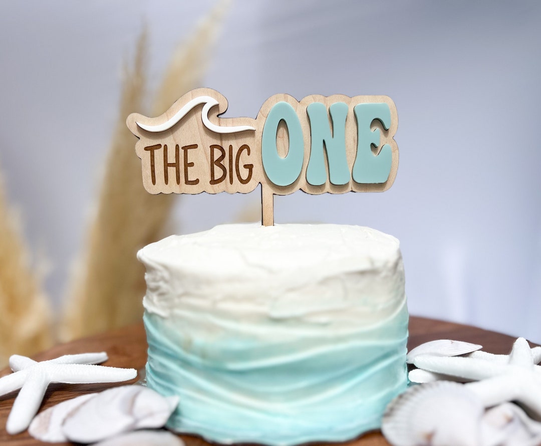 The Big One Wave Birthday Themed Cake Topper, Beach Themed Cake Topper ...