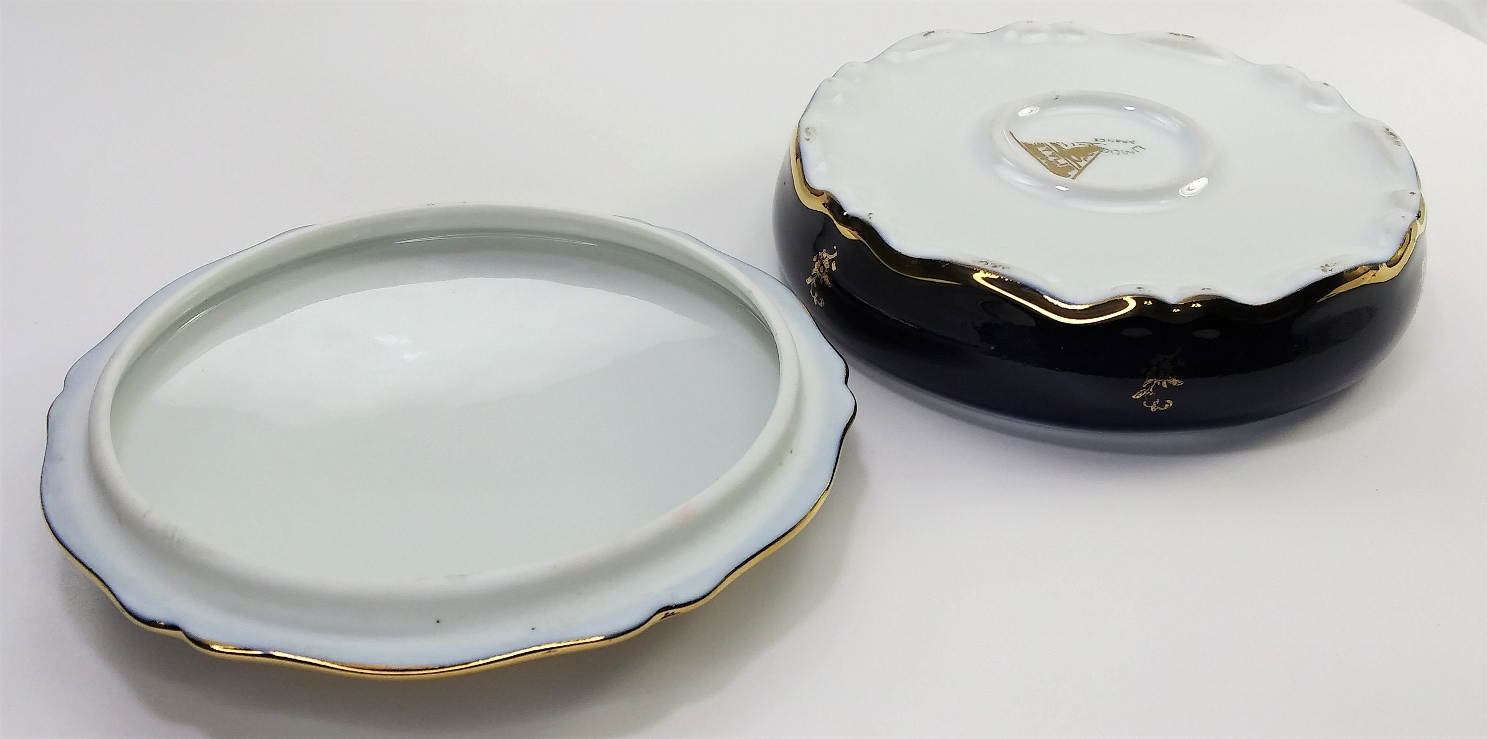 Rare Vintage Stylis Limoges Cobalt Blue & Gold Geometric Trim Star ...