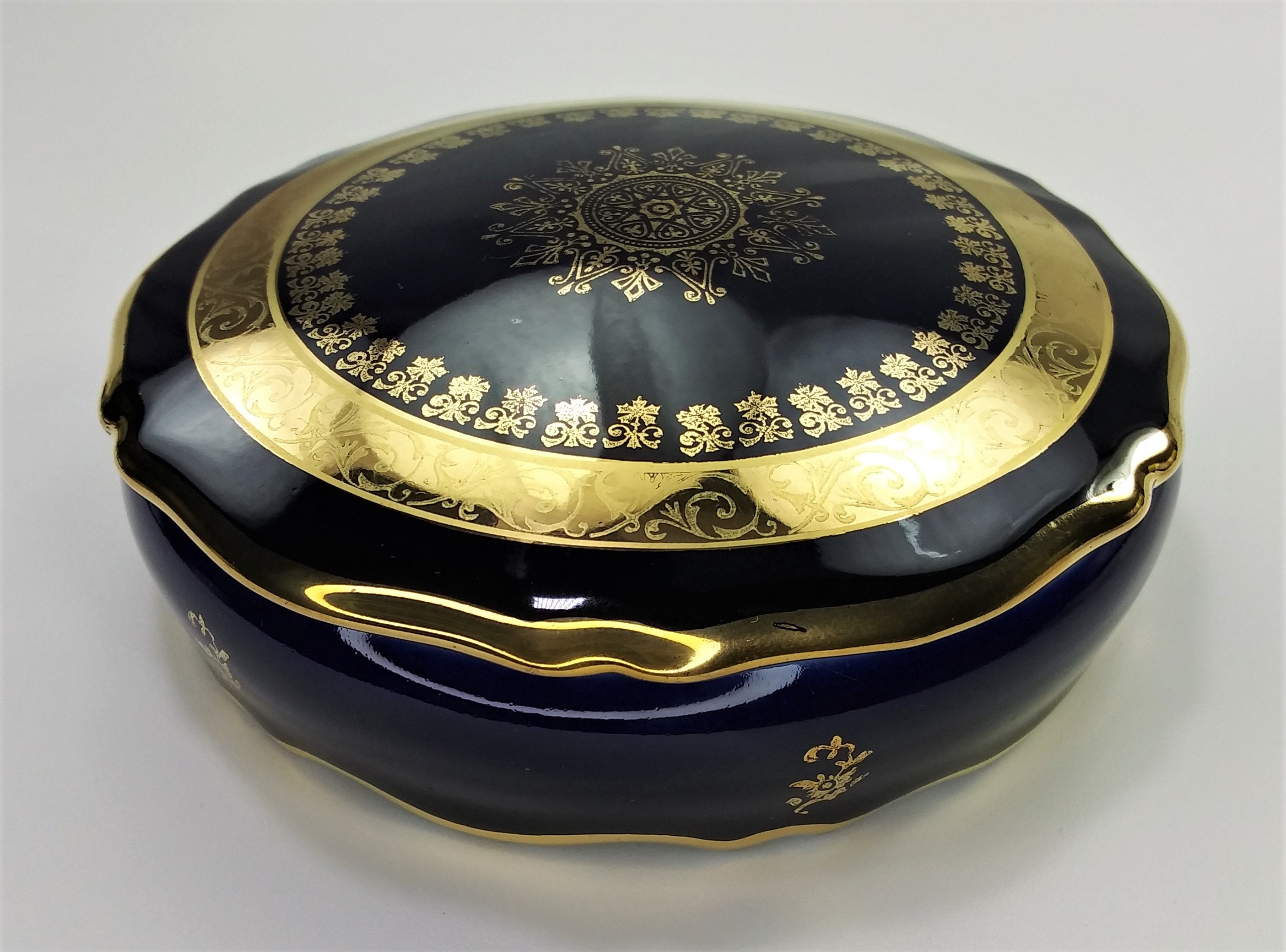 Rare Vintage Stylis Limoges Cobalt Blue & Gold Geometric Trim Star ...