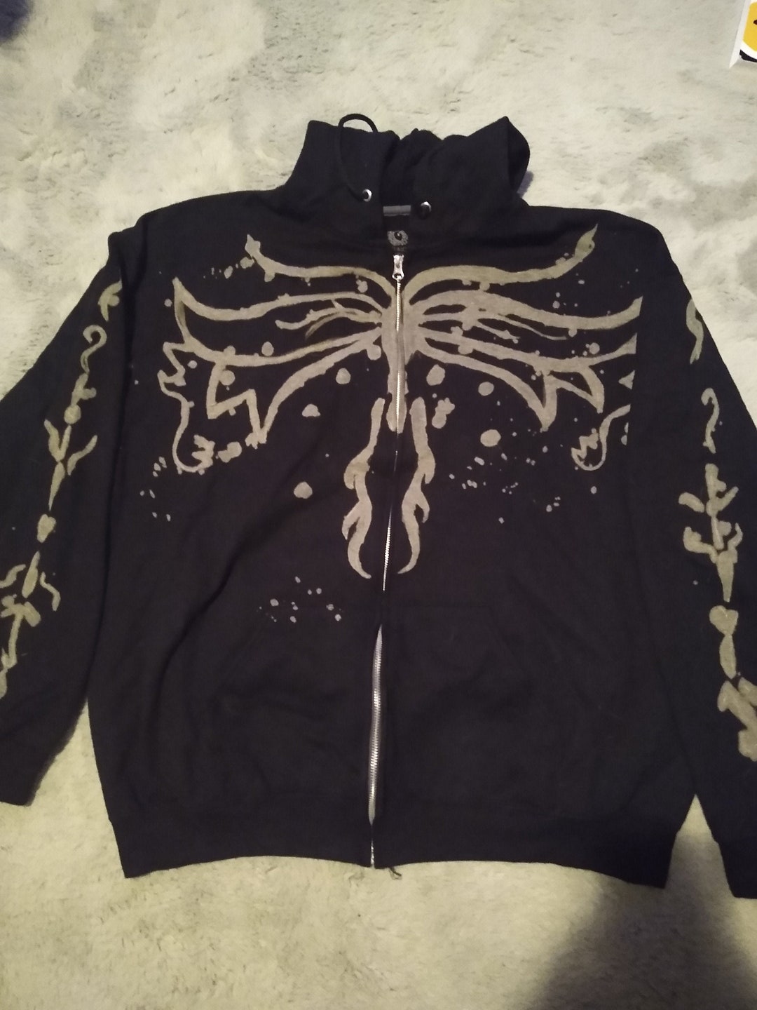 MOTH ZIP HOODIE Hand Painted Moth Hoodie - Etsy