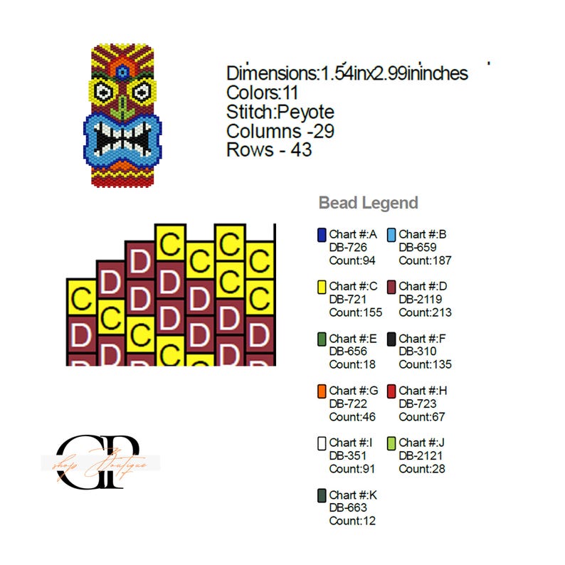 PDF Pattern – Peyote "tiki " 3 Cute Beaded Tiki Pattern to Create Three ...