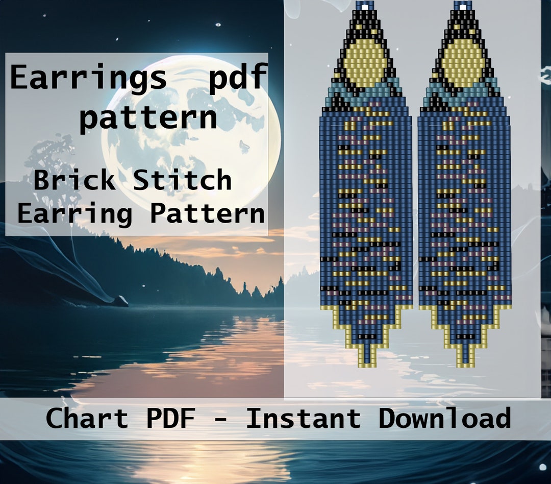 PDF Pattern of Beaded Earrings With Moon Design - Etsy