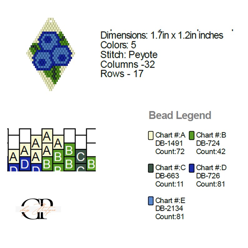 Blue Berries Beaded Earrings Pattern: Brick Stitch PDF (miyuki Delicas ...