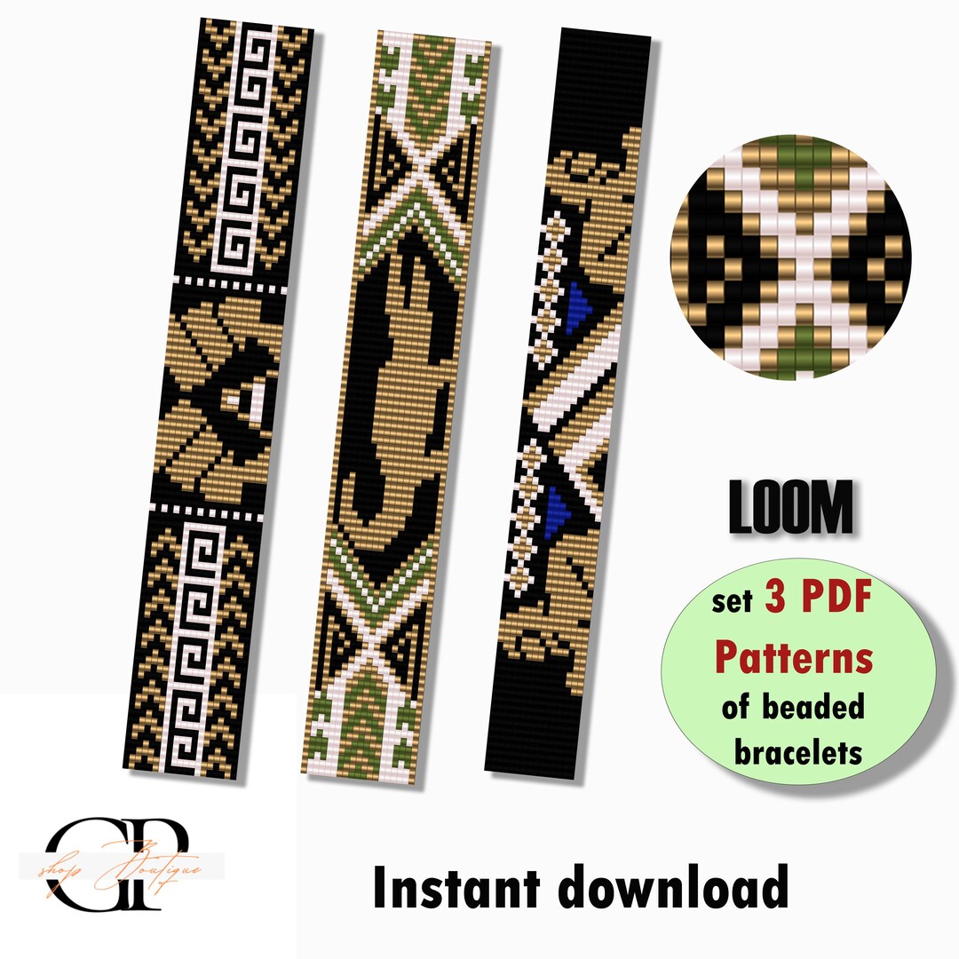 Set of 3 PDF Bead LOOM Bracelet Patterns "ancient World" With Egyptian ...