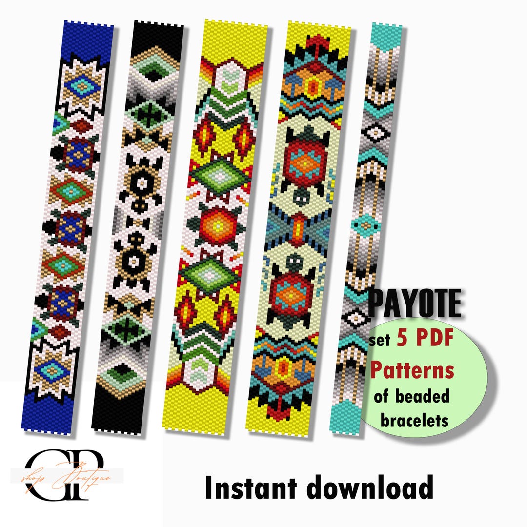 Turtle Bead Bracelet Pattern, Miyuki Delica Peyote Stitch (set of 5 PDF ...