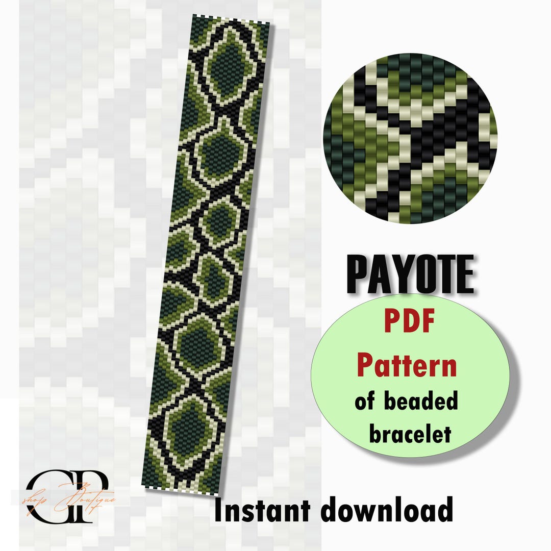 PDF Pattern – Peyote Beaded Bracelet "snake". A Stylish Snake-patterned ...