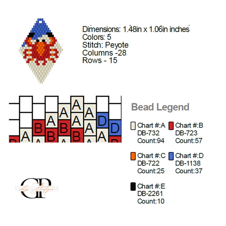 Crab Beaded Earrings Pattern: Brick Stitch Sea Inhabitants (PDF Pattern ...