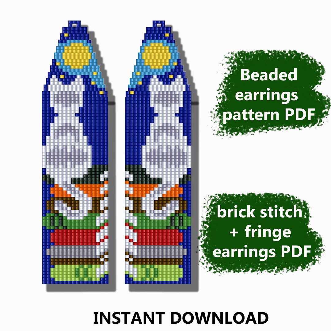 PDF Pattern Long Earrings "smart Cat" Stitch Pattern for Fringed Beaded ...