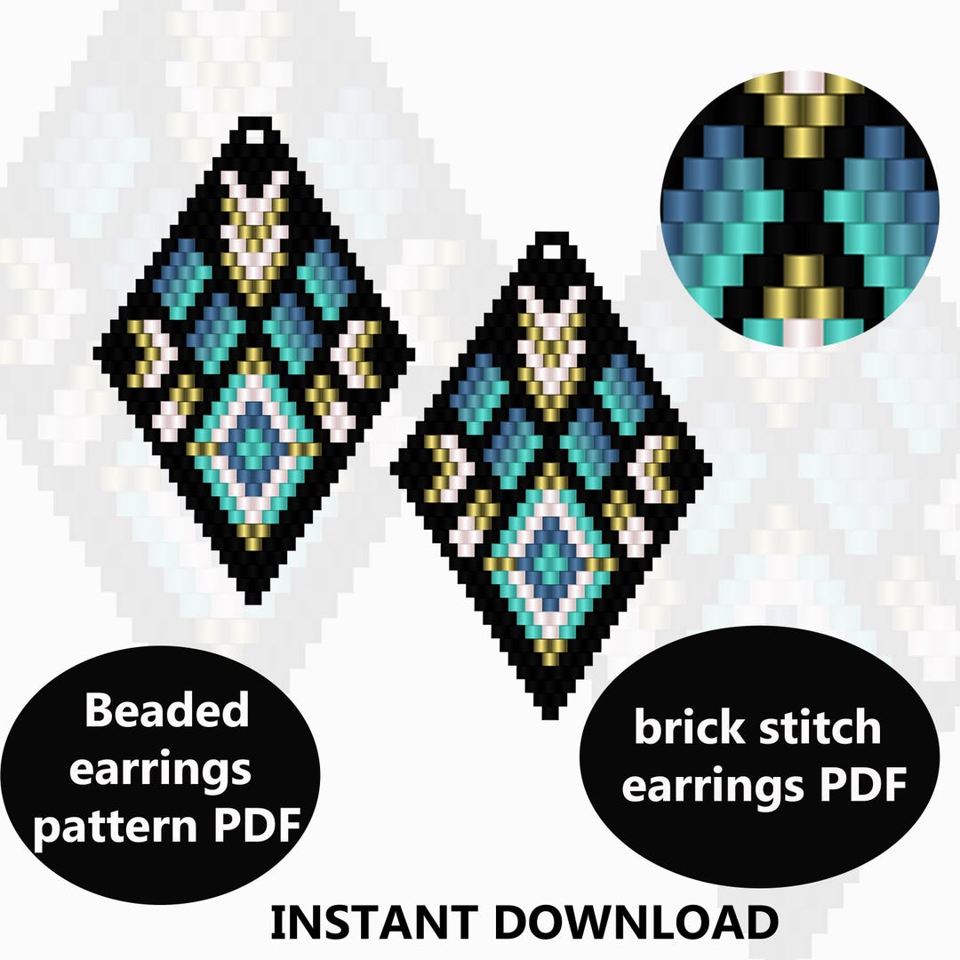 Brick Stitch Earrings Pattern PDF: Labyrinth Beaded Design - Etsy