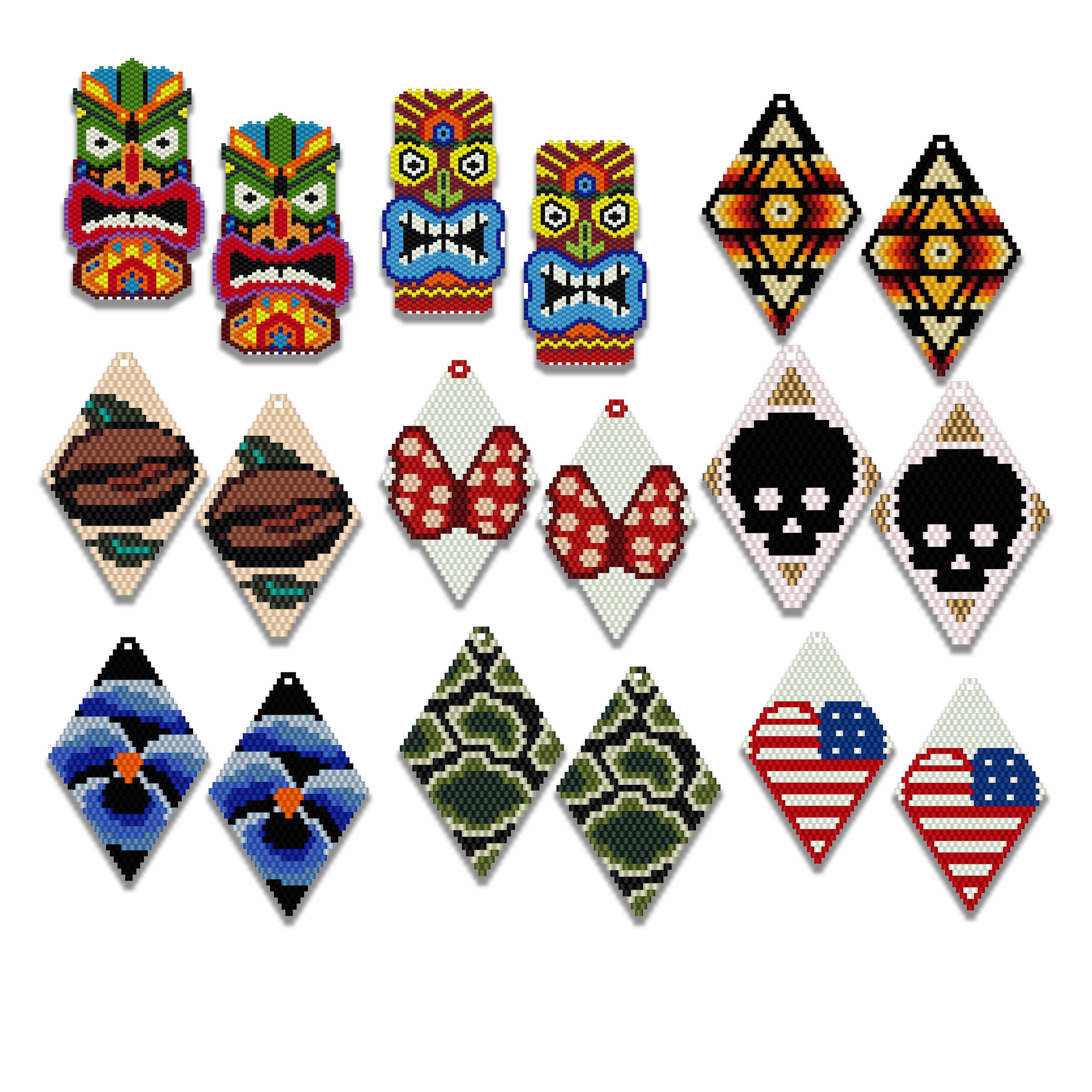 25 Beaded Earring Patterns: Brick Stitch & Fringe Designs (PDF) - Etsy
