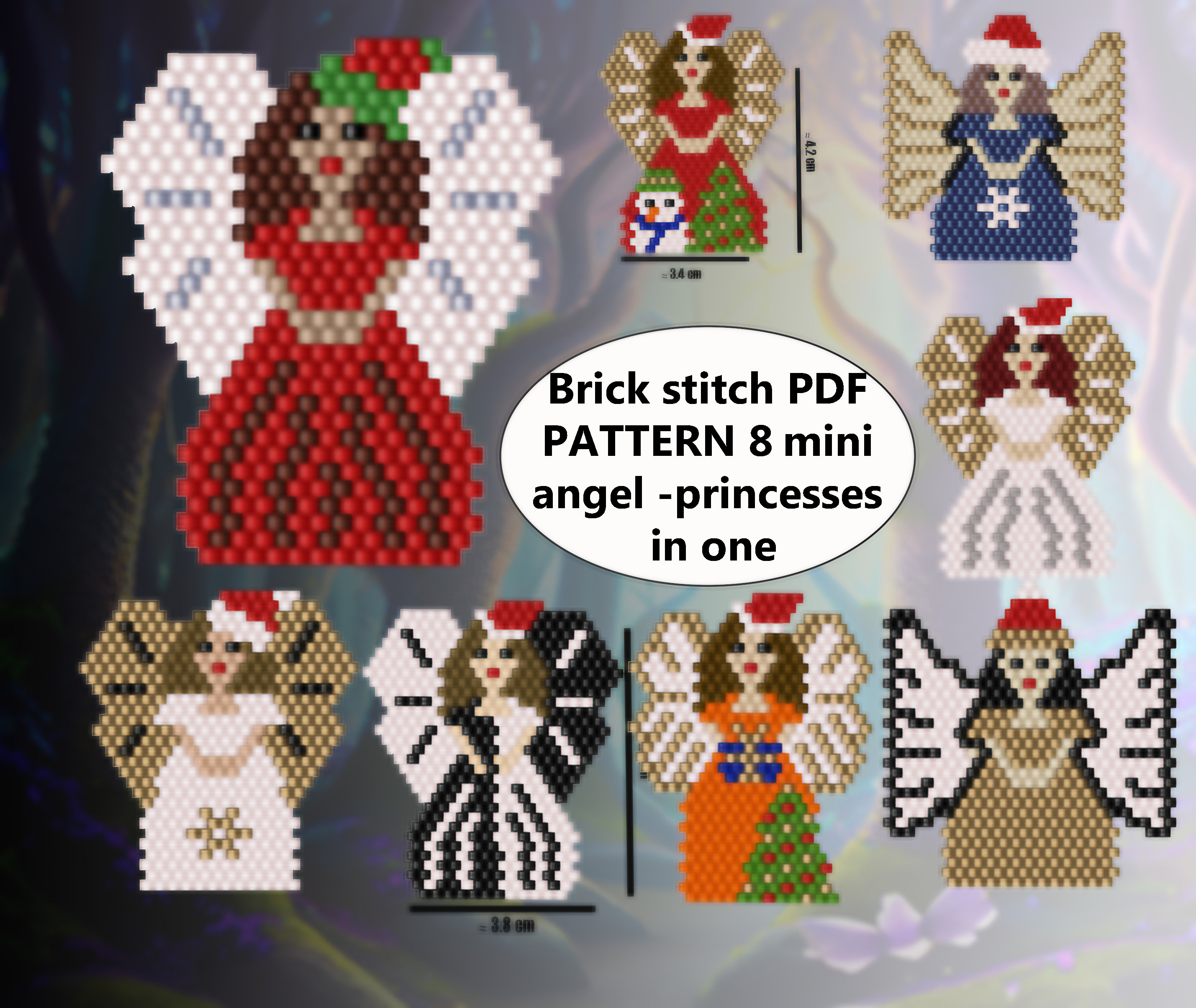 PDF Pattern of Princess Angels From Brick Stitch Beads / 8 PDF Patterns ...