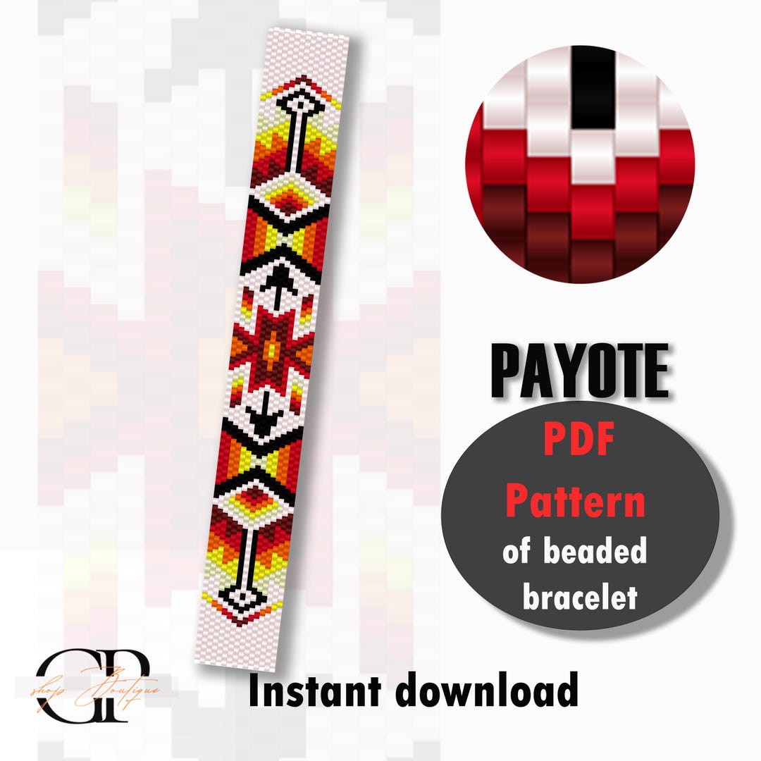 PDF Pattern – Peyote Beaded Bracelet "fire Light" PDF Pattern of Wide ...