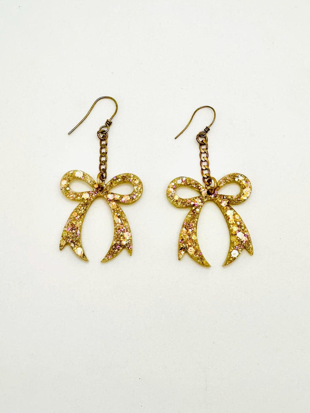 Gold Sparkle Bow Earrings - Etsy